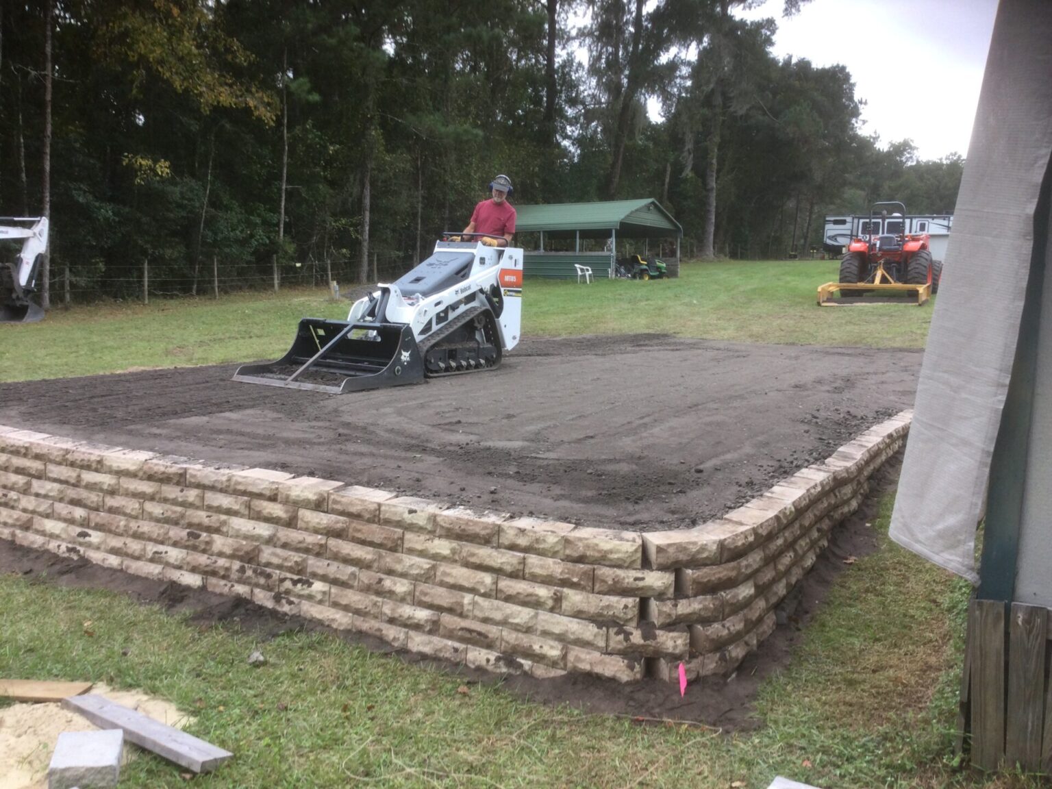 RV Pad Grading, Block Retaining Wall & Installation - BHGW